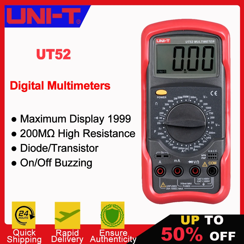 UNI-T-UT52-Professional-Digital-Multimeter-AC-DC-Voltmeter-Capacitor ...