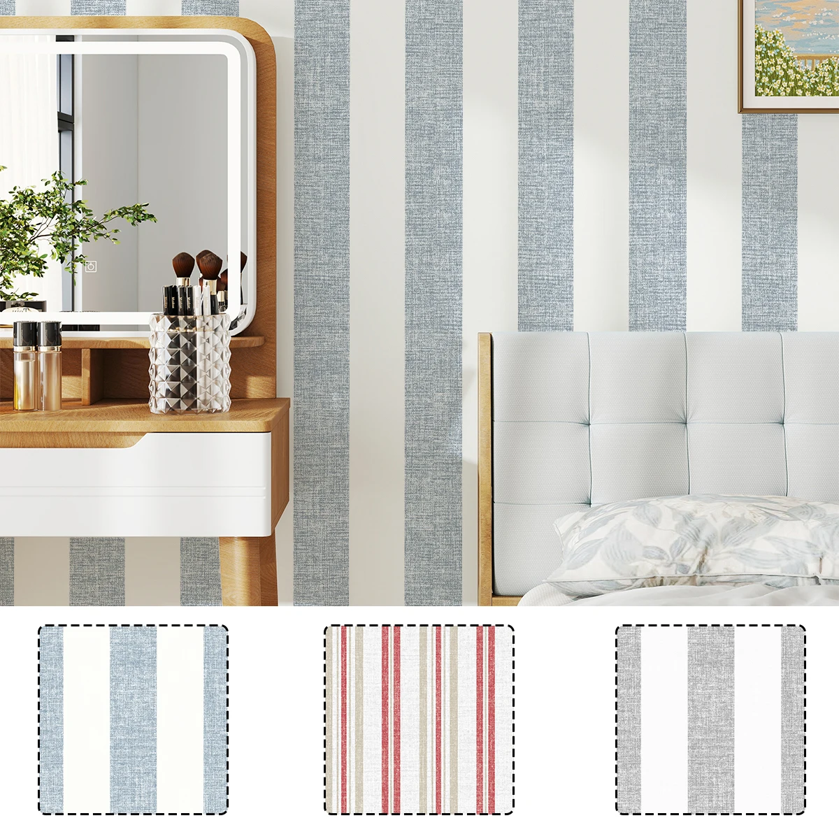 Self-adhesive striped wall stickers simple Scandinavian style living ...
