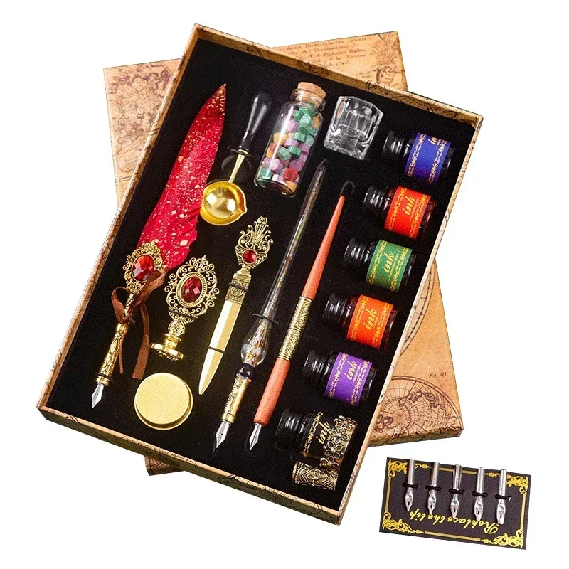 Quill-Pen-And-Ink-Set-Quill-Pen-Set-Antique-Calligraphy-Dip-Pen-With ...