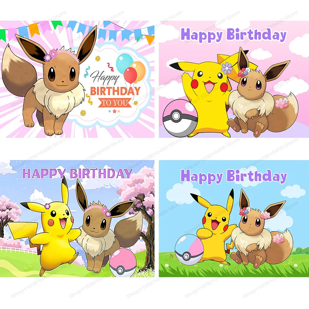 Pokemon Backdrop For Boys Birthday Party Custom Pink Theme Photography ...