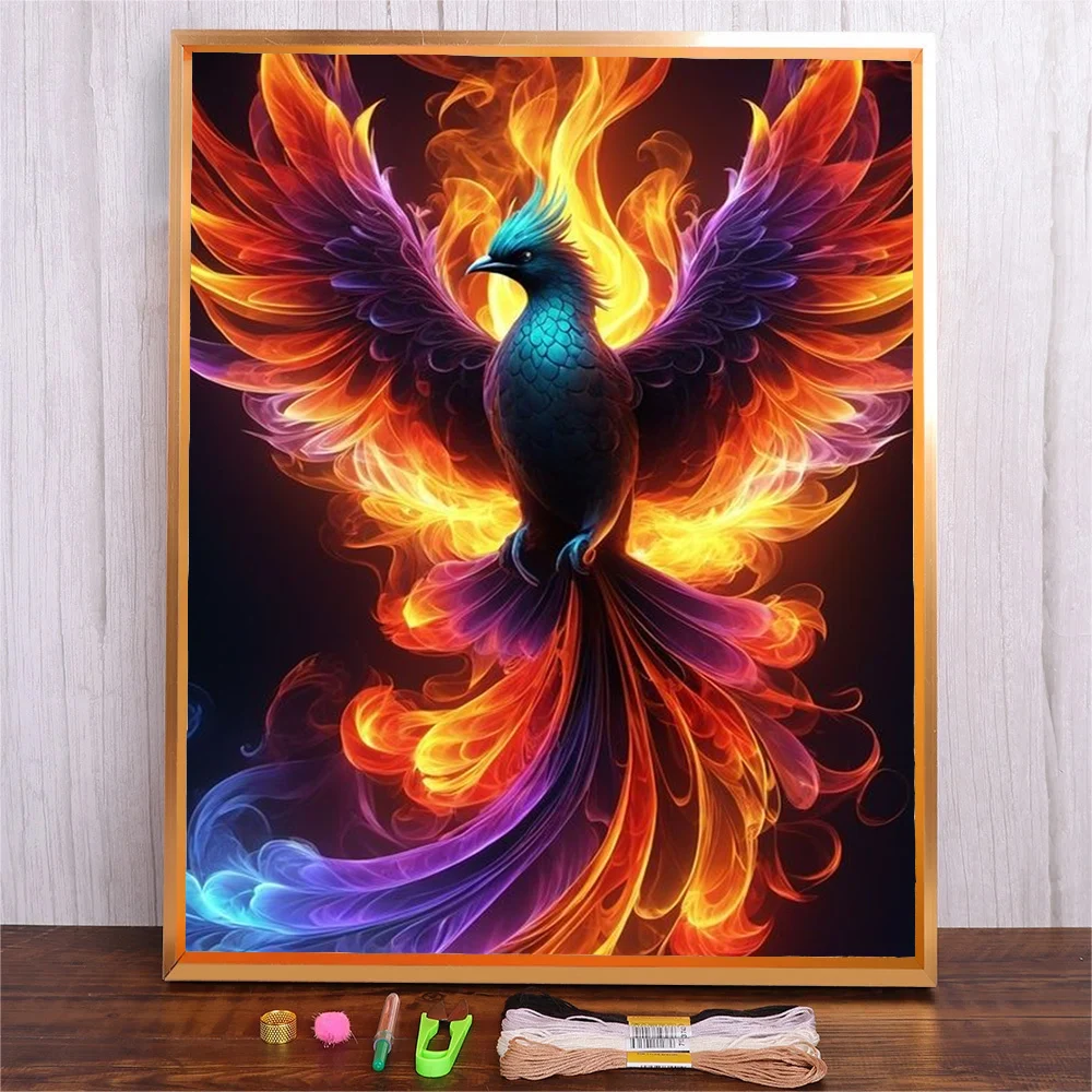 Cartoon Series Of Fire Phoenix Needlework, Embroidery,DIY , Unprinted ...