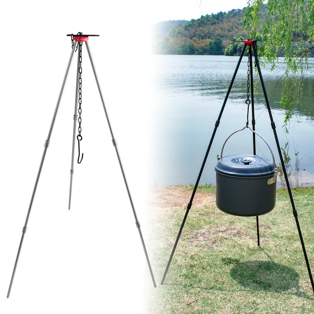 Outdoor Camping Bonfire Tripod Portable Triangle For Fire Hanging Pot ...