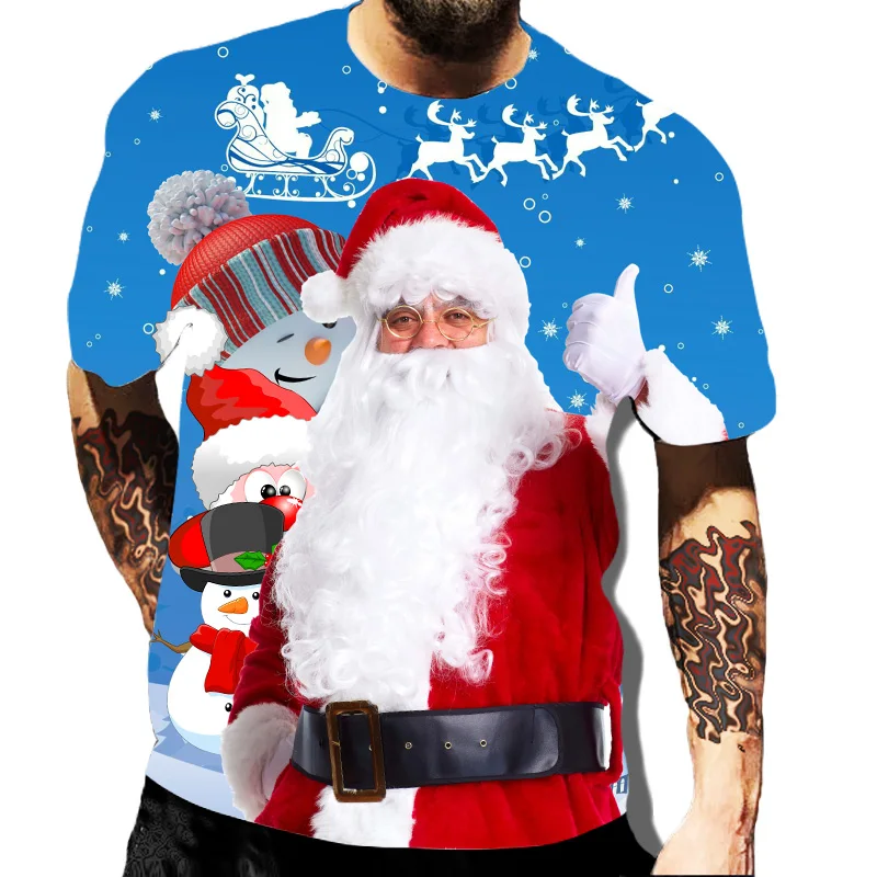 2022 New Fashion Santa Claus T Shirt Men's Casual Tops Tee Xmas Tshirt ...