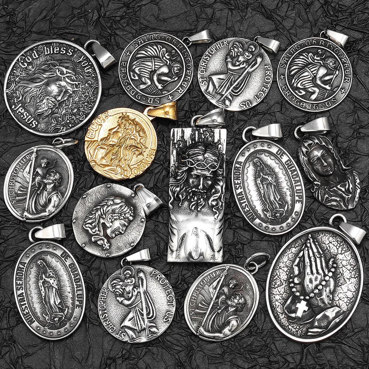 Cross-Amulet-Jesus-Angel-Masonic-Stainless-Steel-Men-Necklaces-Pendant ...