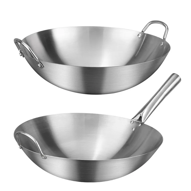 Stainless-Steel-Non-Stick-Wok-Chinese-Handmade-Wok-Double-Ear-Chef-Fry ...