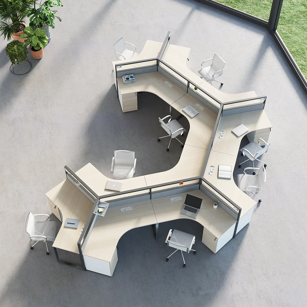 Creative Type Cubicle Staff Table Open Wooden Workstation Modern Office ...