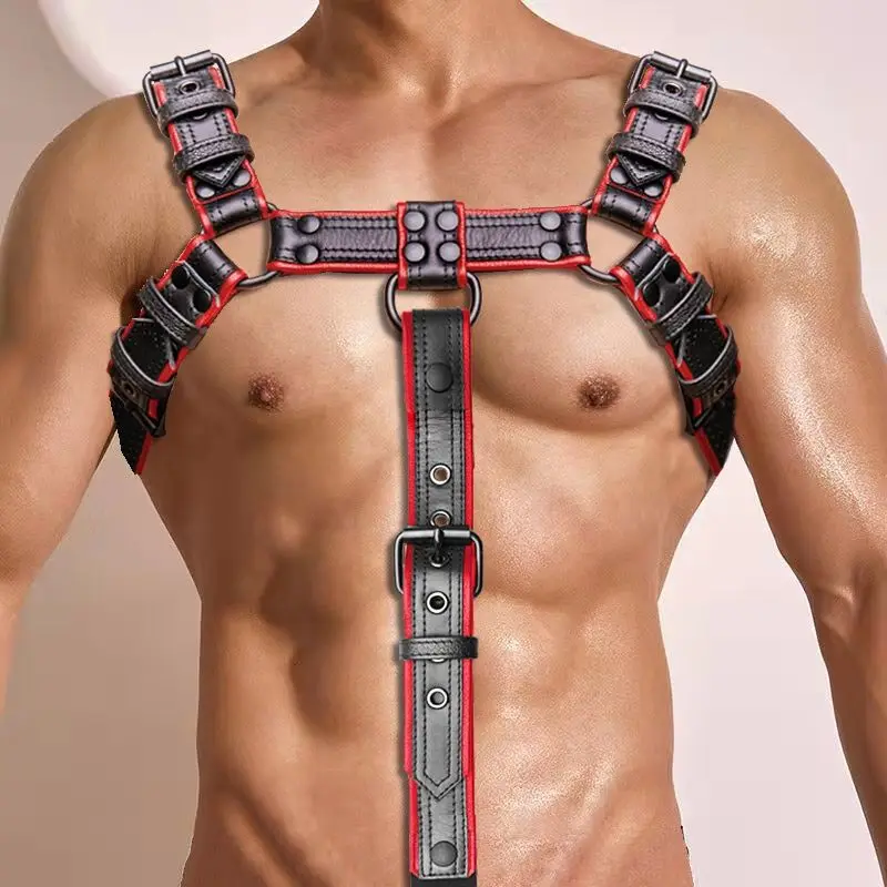 Fetish Gay Men Leather Straps Sexy Leather Suspenders Harness BDSM Lingerie Sexual Body Bondage ...
