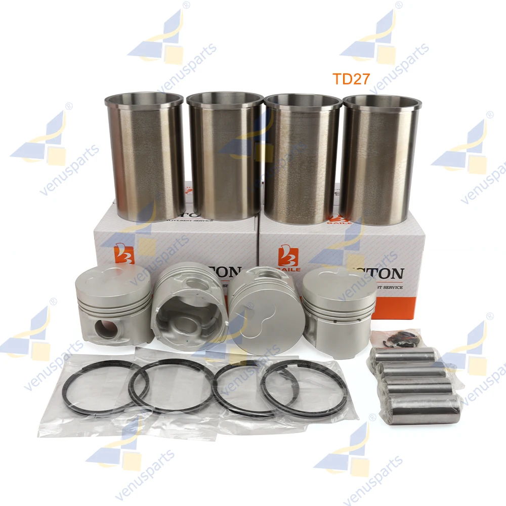 For Nissan TD27 Overhaul Rebuild Kit Piston Rings Cylinder Liner Set ...