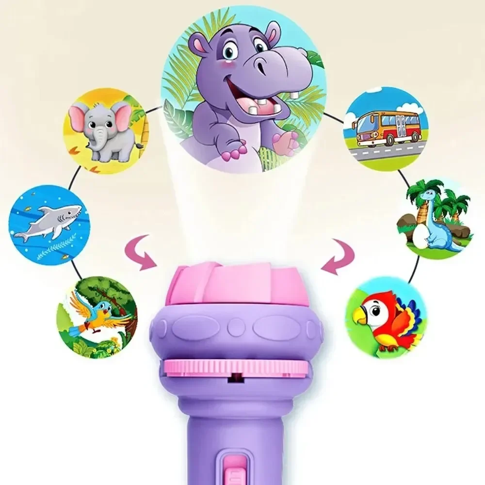 10-Cards-Cartoon-Projection-Flashlight-80-Patterns-Baby-Toys-Bedtime ...
