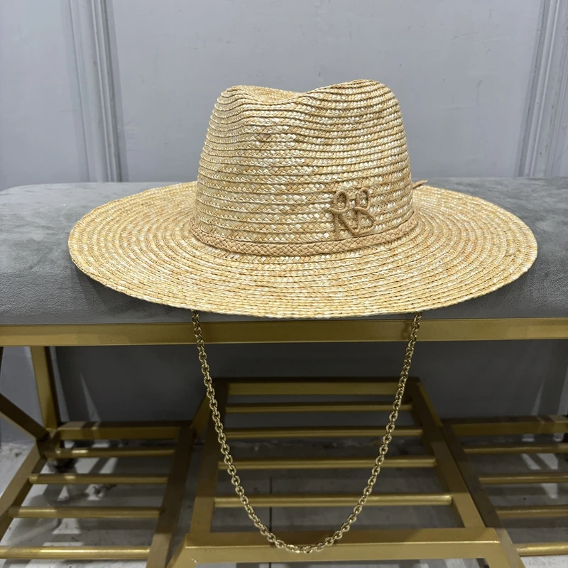 2024 new arrival straw hat for women with chains panama hat sun hat in ...
