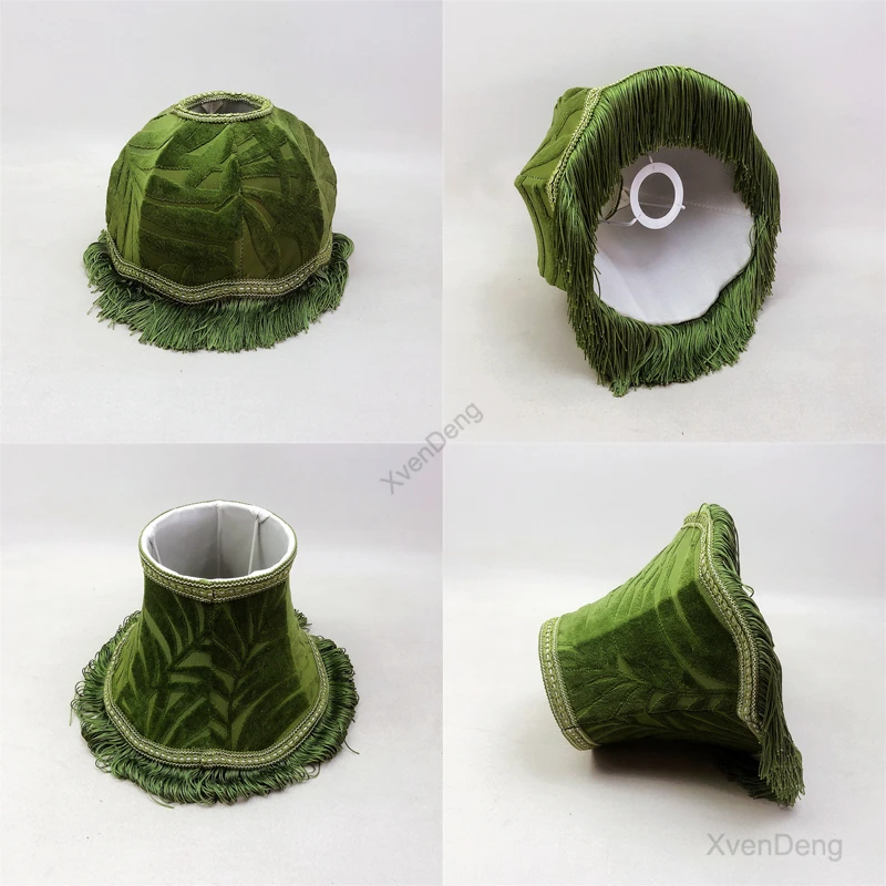 Vintage-Fabric-Tassel-Lampshade-Handmade-Green-Cloth-Lamp-Shade-for ...