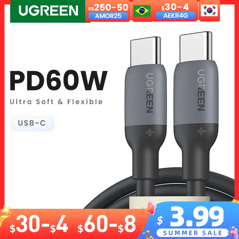 Ugreen 60w 100w Usb C To Type C Cable Pd Fast Charging Charger Cable ...