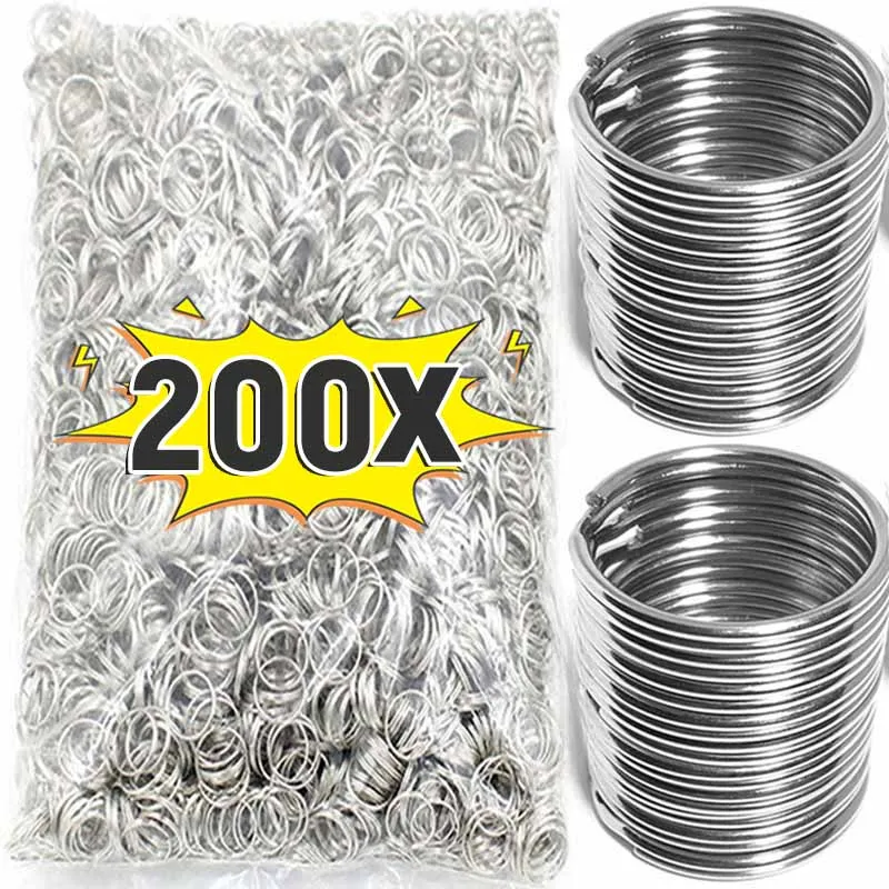 200-100pcs-Stainless-Steel-Key-Ring-Key-Chain-25mm-Round-Flat-Round ...