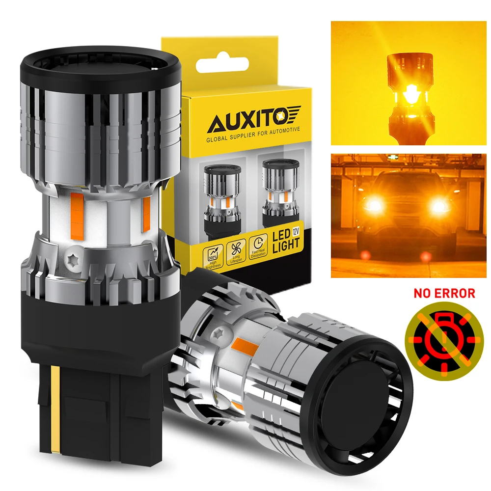 AUXITO-2Pcs-T20-W21W-LED-Amber-WY21W-LED-Error-Free-No-Hypber-Flash ...
