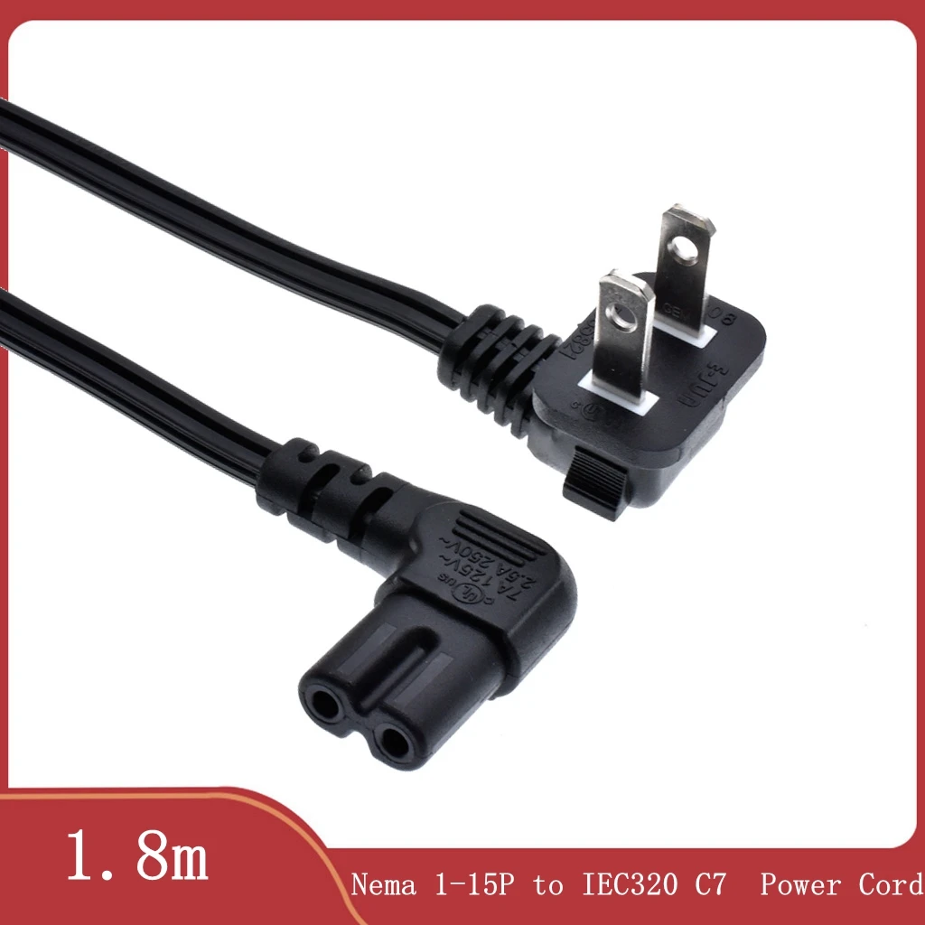 USA 2 Prong Plug 90 Degree Angle Figure 8 Female Connector Ac Power ...