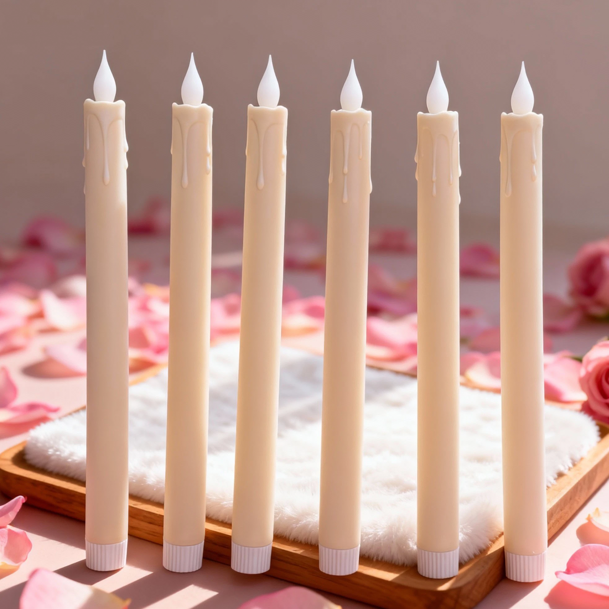 6pcs Flickering LED Candles Flameless Taper Candle Battery Operated ...