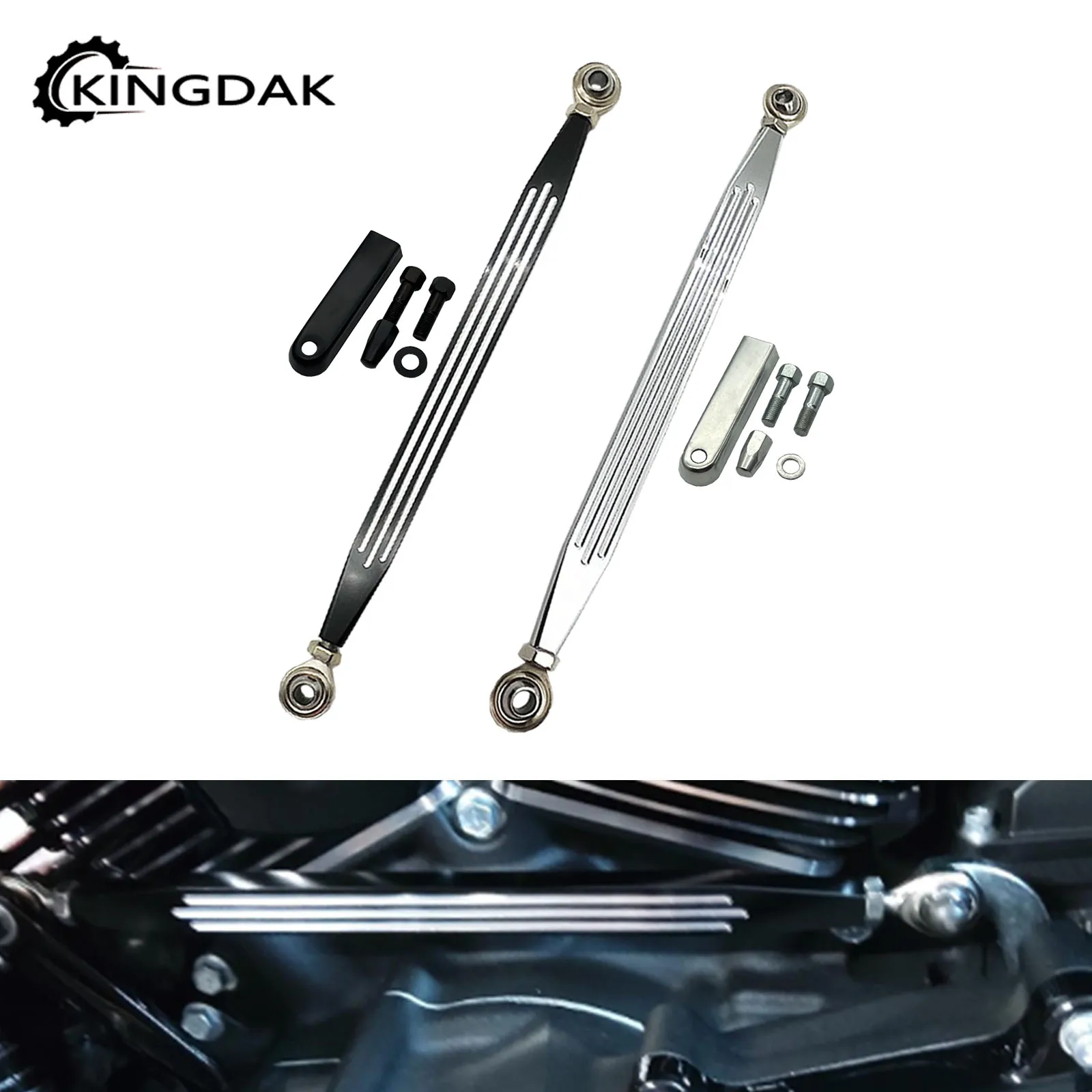Motorcycle-Aluminum-Gear-Shift-Linkage-Rod-Shifter-Link-Black-Chrome ...