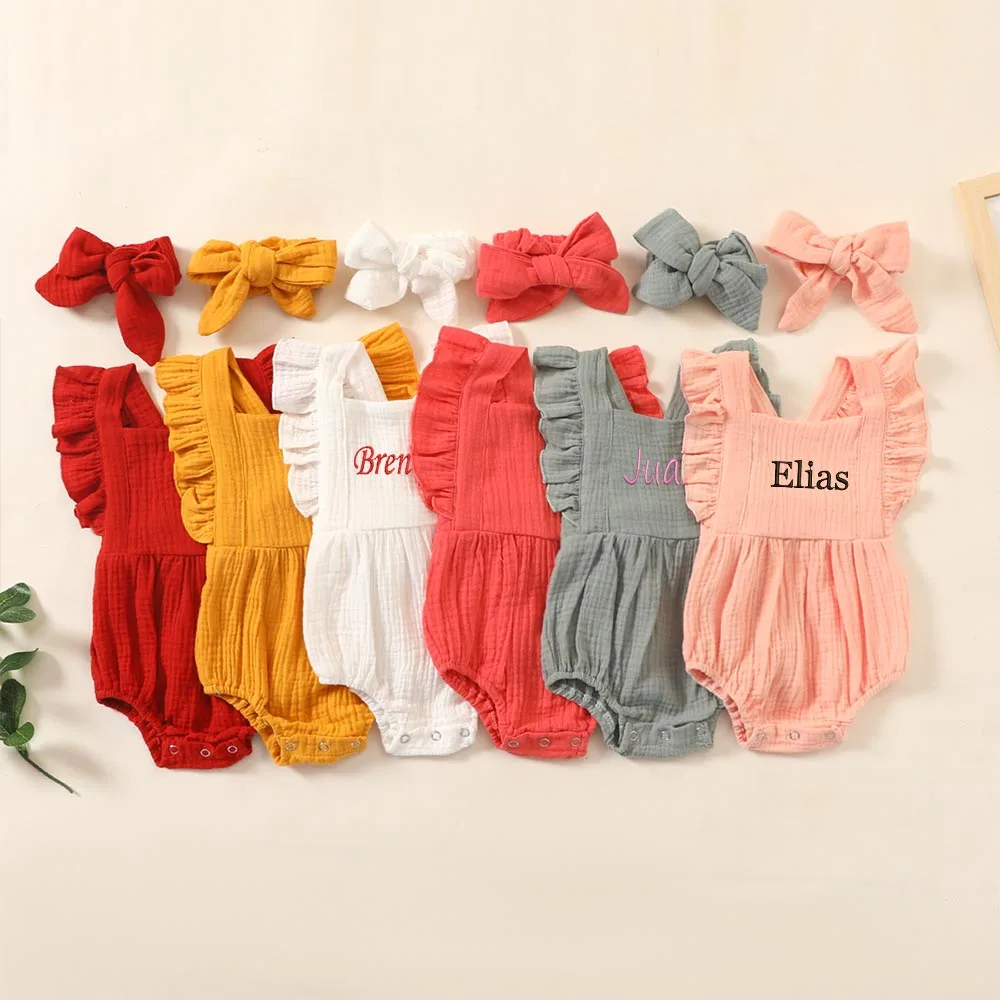 New Personalized Baby Romper Custom Embroidered Name Monogram Baby Outfit Baby Shower ...