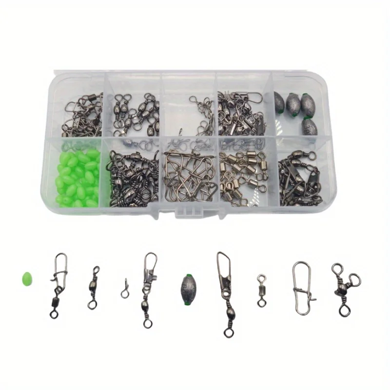 150Pcs fishing connector set, quick change spinner, egg lead, luminous ...