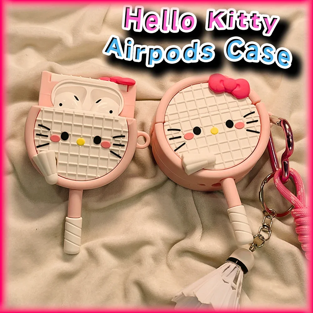 Kawaii-Badminton-Racket-Hello-Kitty-3D-Case-for-AirPod-1-2-3-4-Pro-Max ...