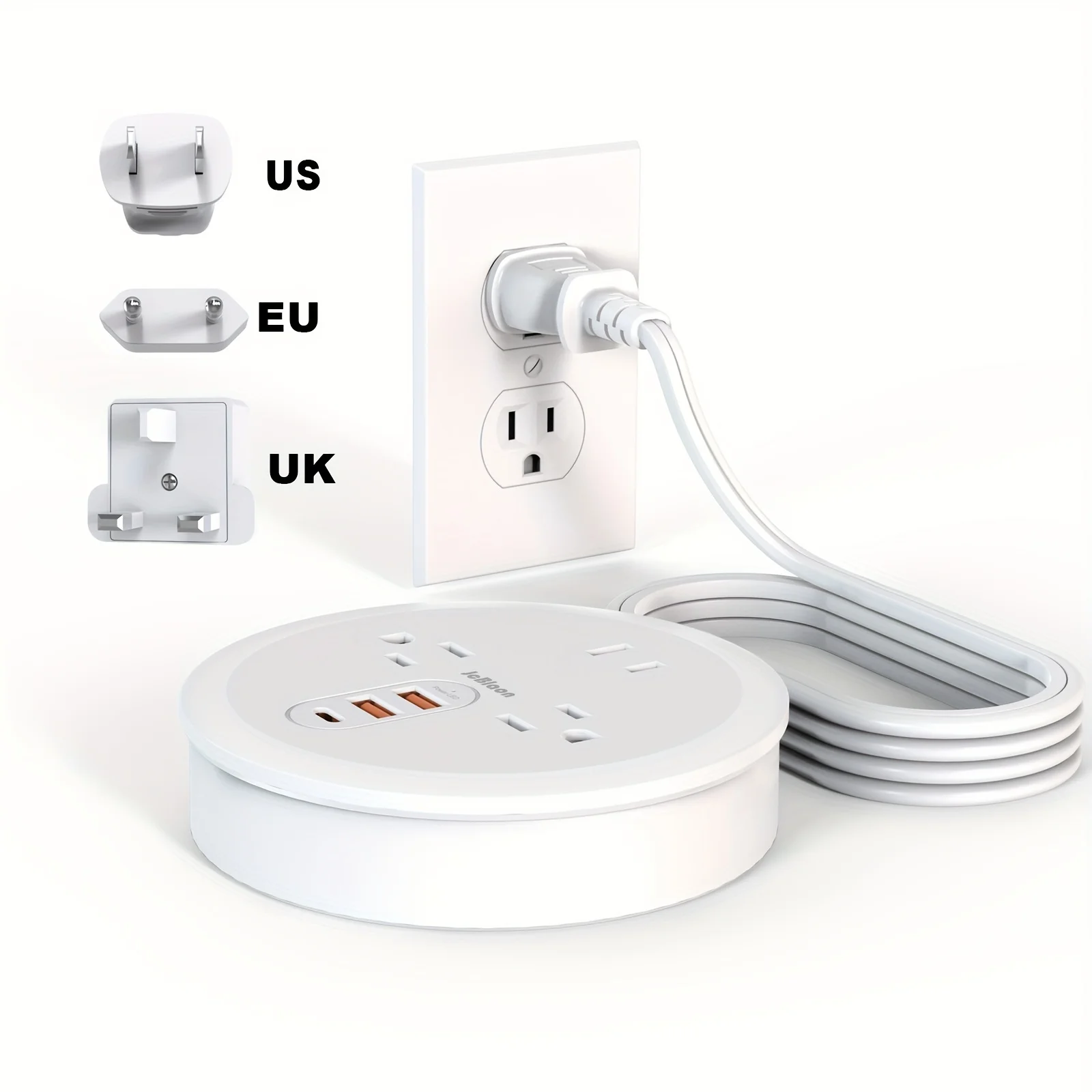 EU-US-UK-Plug-Power-Strip-Can-Hide-5ft-Cable-Multiprise-Electrical ...