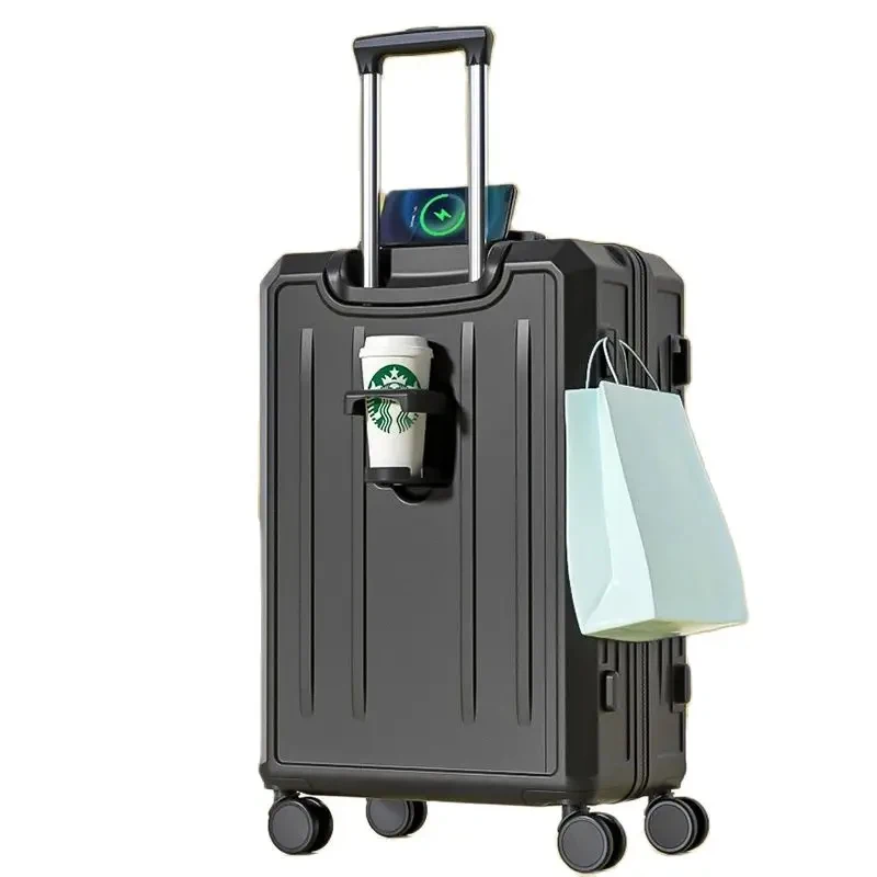 Multifunctional-Luggage-with-USB-Cup-Holder-Travel-Bag-Suitcase ...