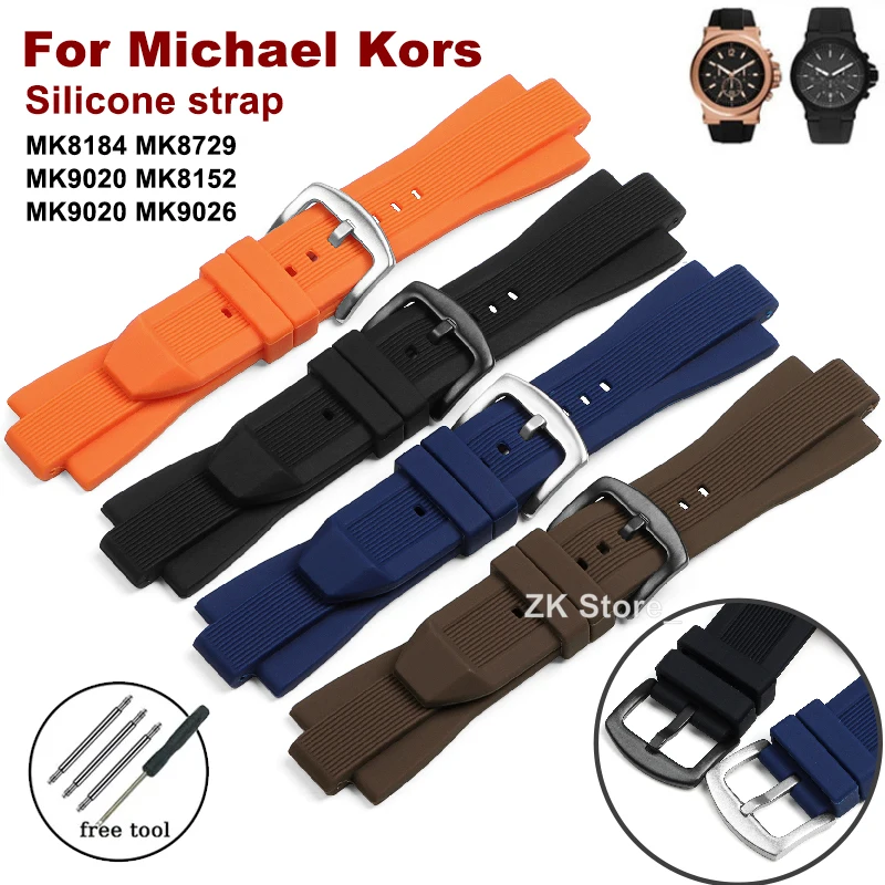 Soft-Watch-Strap-for-Michael-Kors-Silicone-Watchband-MK8184-MK8729 ...