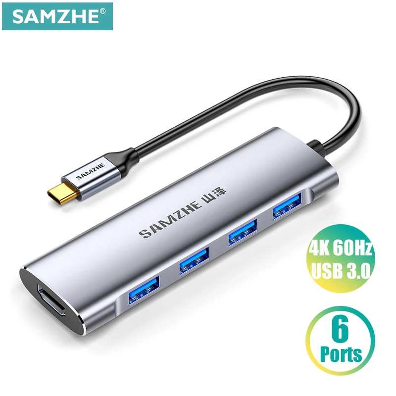 Samzhe Usb C Hub Type-c To Hdmi-compatible 4k Vga Pd Charge Usb 3.0 For ...