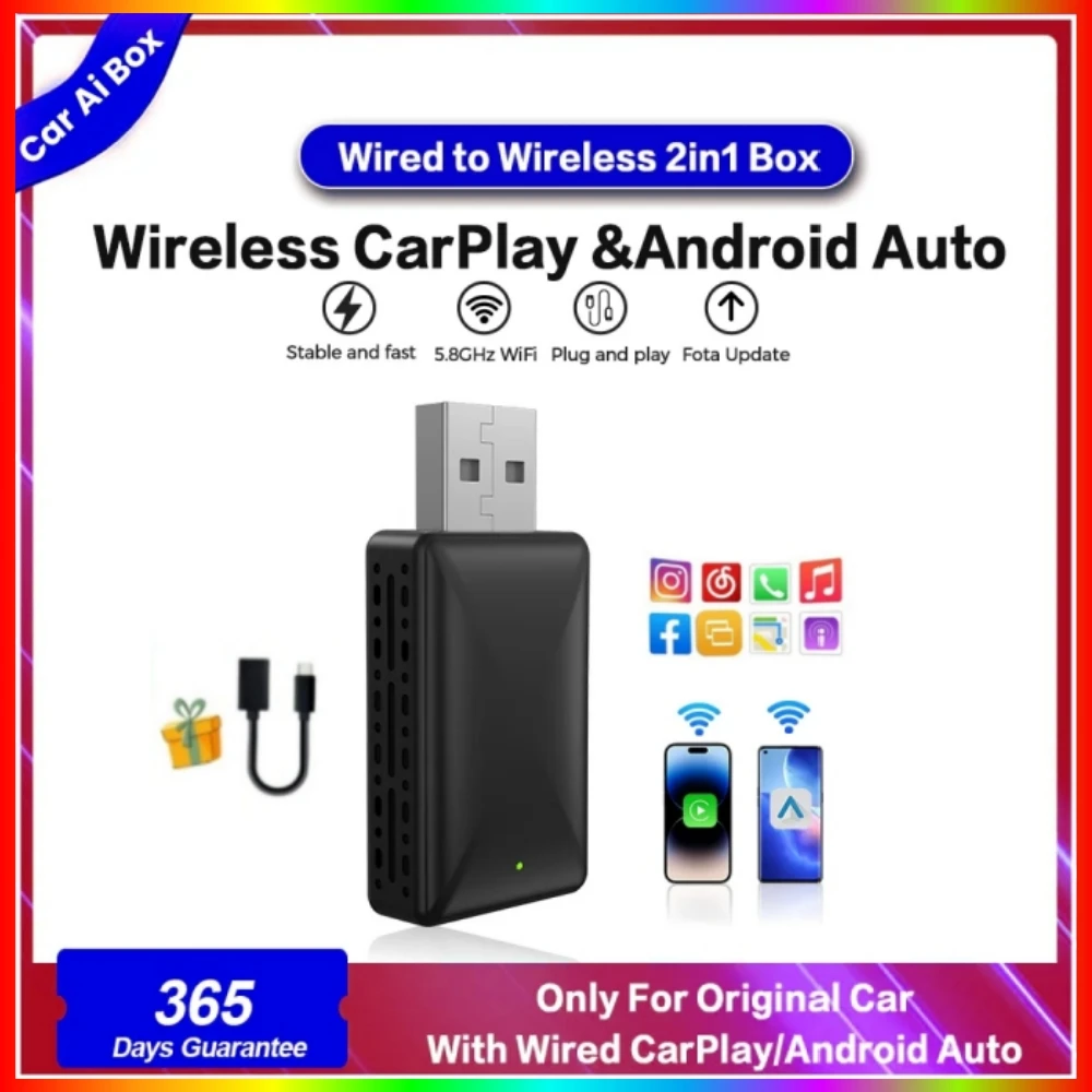 Android-Auto-Wireless-Adapter-2024-New-Mini-2-in-1-Box-Apple-Carplay ...
