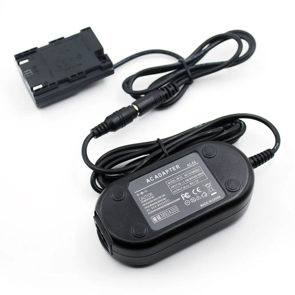 ACK E6 AC Camera Adapter supply DR-E6 DC Coupler LP-E6 LPE6 dummy ...