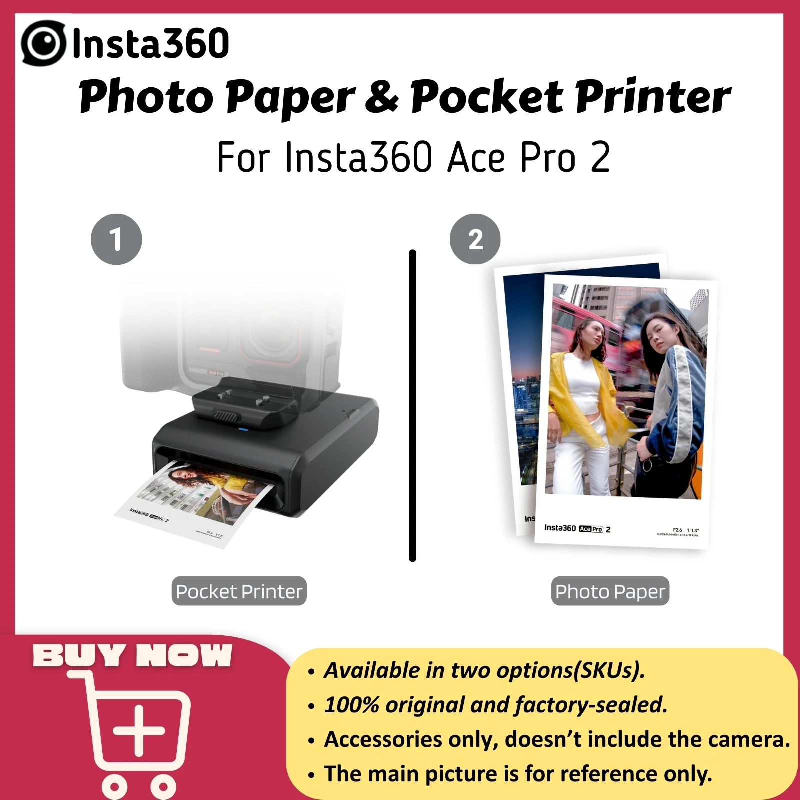 Insta360 Ace Pro 2 Pocket Printer Photo Portable Bluetooth 300 DPI ...
