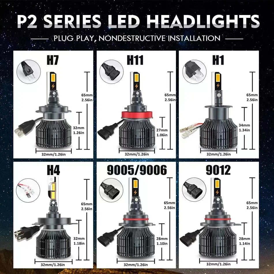 HYNBYZJ H4 H7 H1 H8 H11 안개 Led 조명 50000LM HB3 HB4 9005 9006 9012 Hir2 6000K 자동차 전조등 전구 12 24V ...