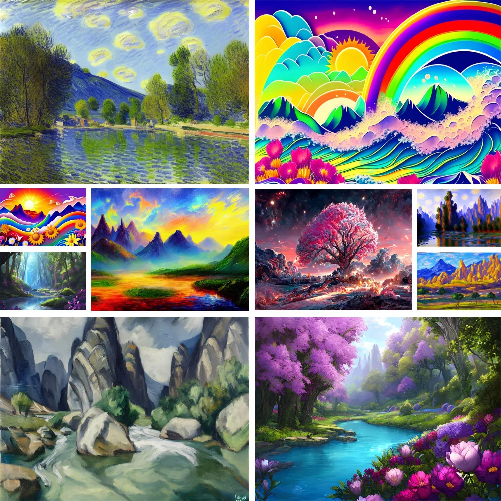 Fantasy-Nature-Landscape-Painting-By-Numbers-Set-Acrylic-Paints-40-50 ...