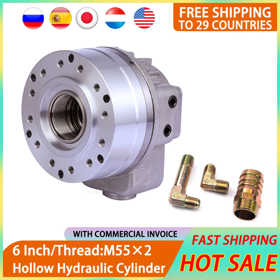 6 Inch Hollow Hydraulic Cylinder 3-jaw Hydraulic Chuck Rotary Cylinder ...