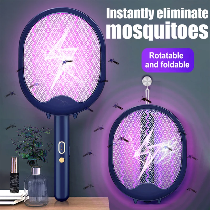 Foldable-Handle-USB-Rechargeable-Electric-Fly-Racket-With-Lighting ...