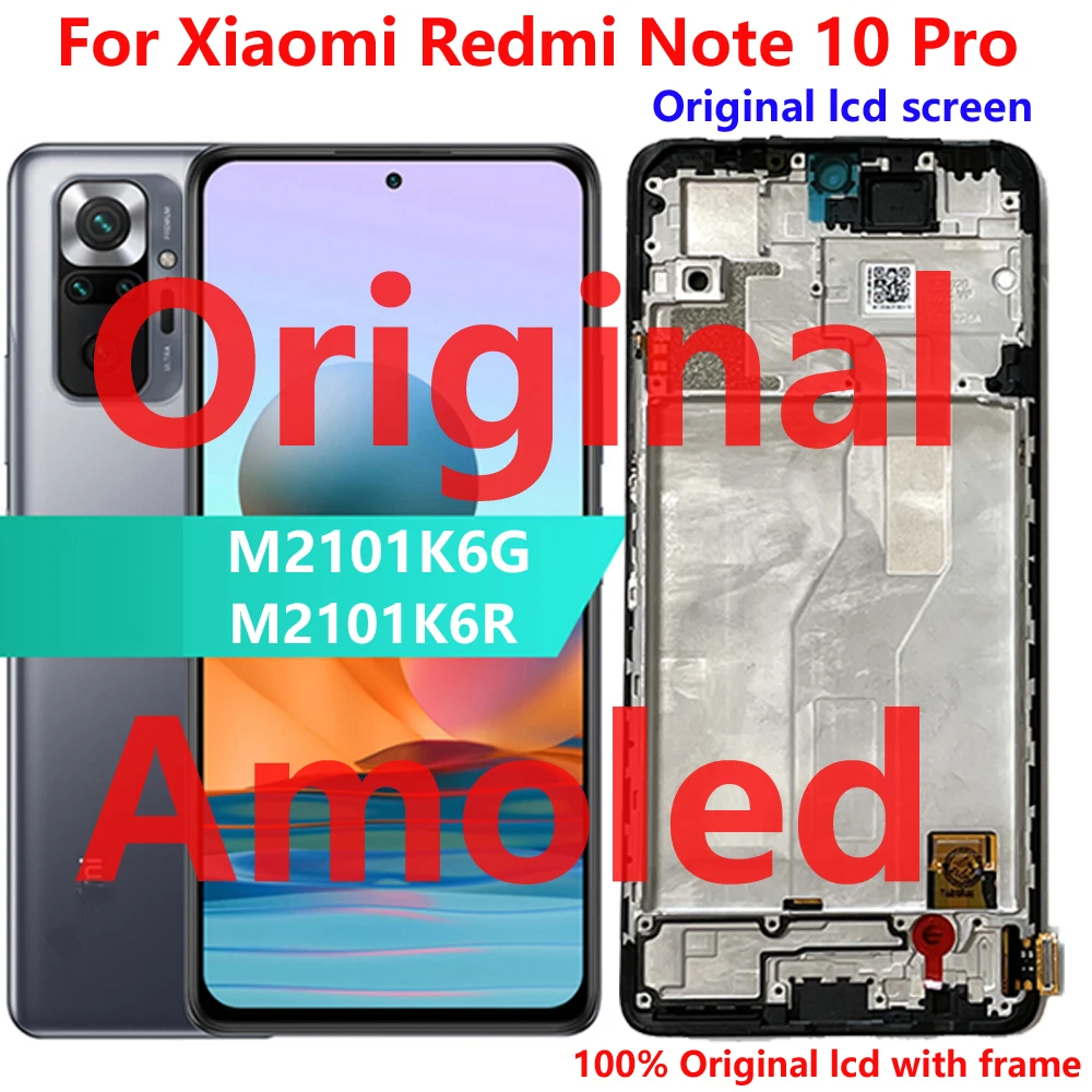 Orijinal en iyi Amoled LCD Xiaomi Redmi Note 10 Pro 4G M2101K6G ekran ...