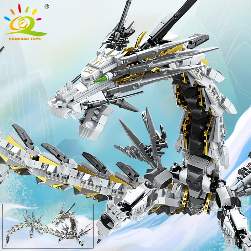 HUIQIBAO-1485PCS-White-Dragon-Model-Building-Blocks-Movie-Series-City ...
