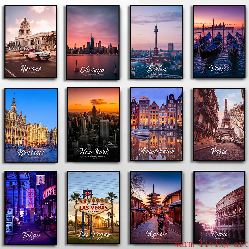 World-Famous-Cities-Posters-London-Paris-New-York-Amsterdam-Rome ...