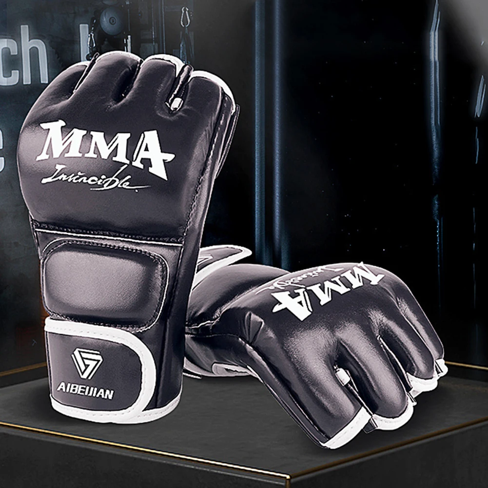 Wearable-PU-Boxing-Luvas-De-Prote-o-Metade-do-Dedo-Wearable-Resistente ...