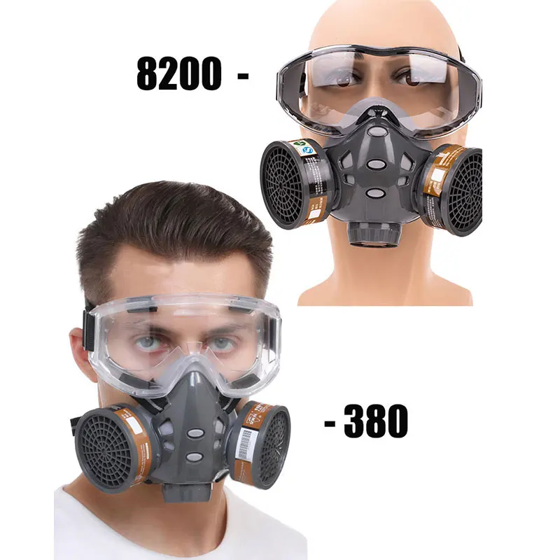 Juego de máscara respiradora de Gas con filtros de carbón doble, gafas ...