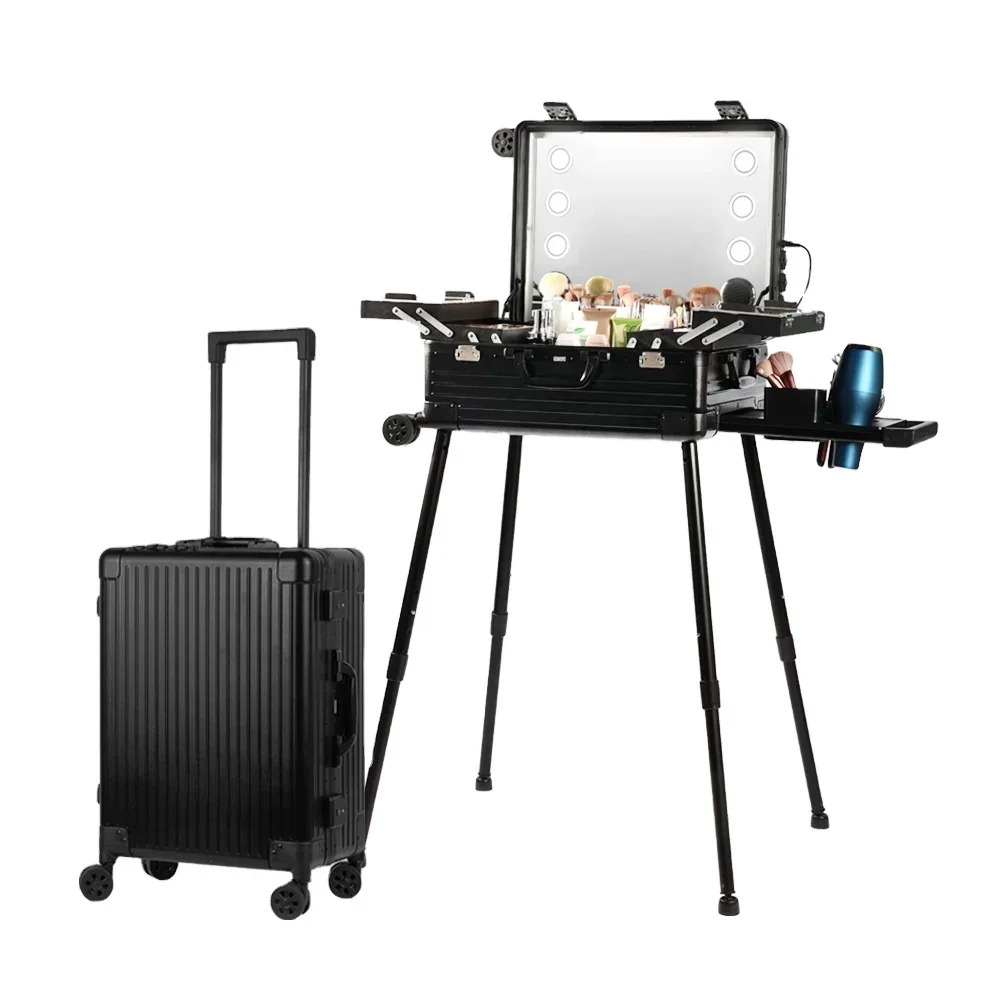 -New Style Aluminum Woman's Makeup Luggage Beauty Makeup Travel Trolley ...