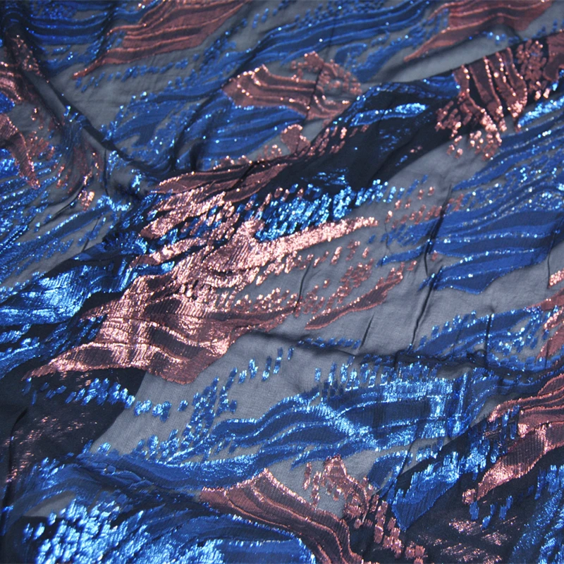Somali Mulberry Bosky Silk Metallic Fabric Lurex Black Blue Shint ...