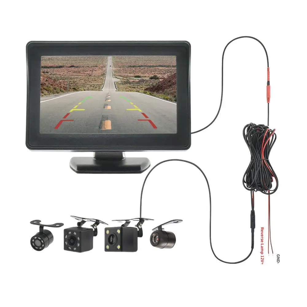 Car Rear View Camera With Monitor 4.3 Inch Tft Lcd Screen Reversing ...