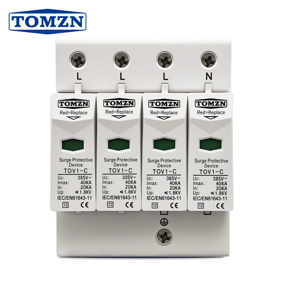 TOMZN AC SPD 4P 20KA~40KA 275V House Surge Protector Protection ...