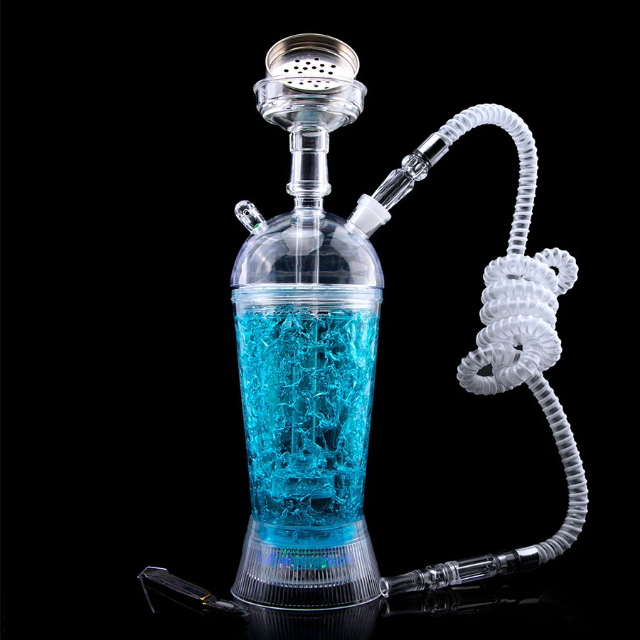 Arabian-Hookah-Set-Blue-Acrylic-Single-Hose-Shisha-With-LED-light ...
