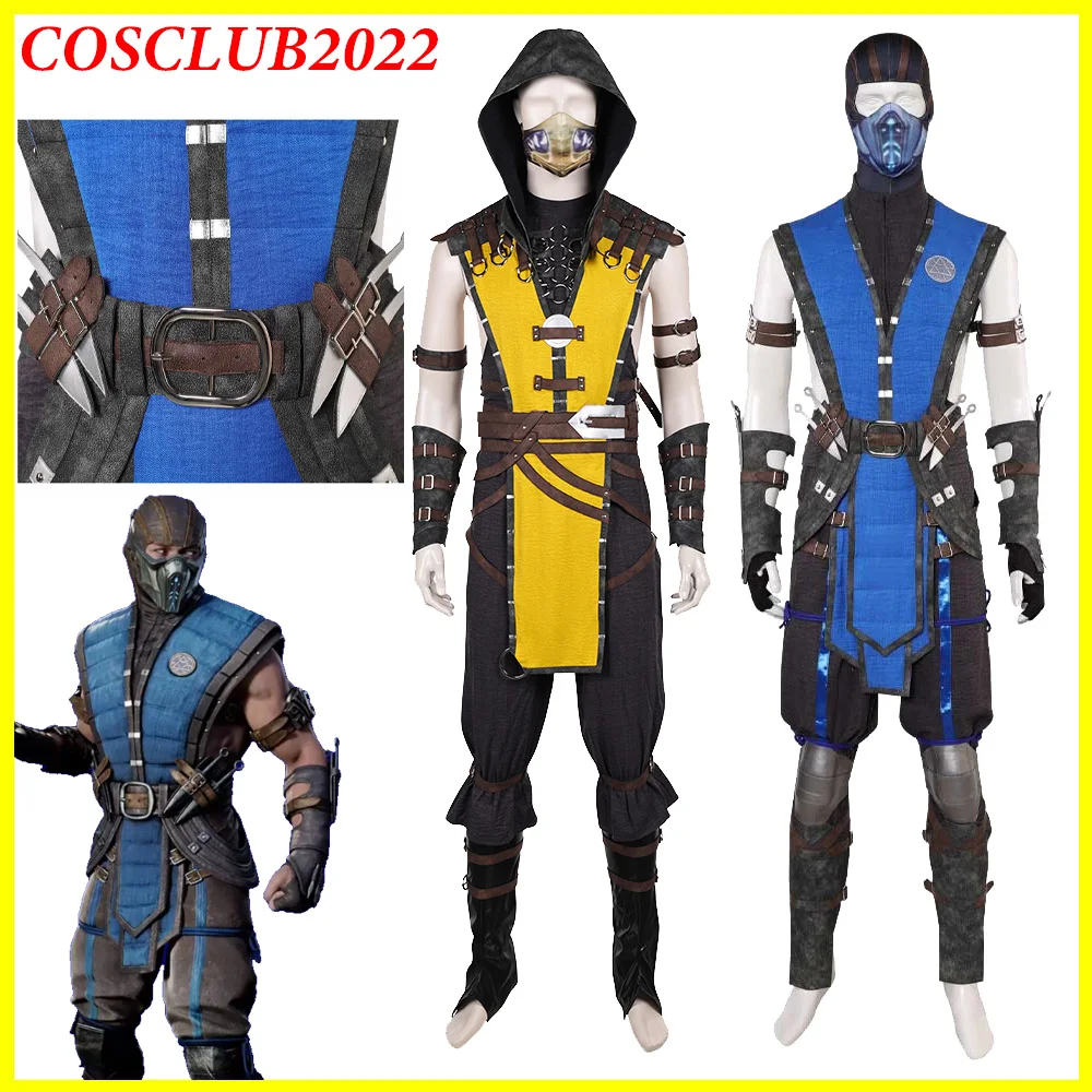 Sub Zero Cosplay Scorpion Blue Costume Mask Mortal Game Kombat Clothes ...
