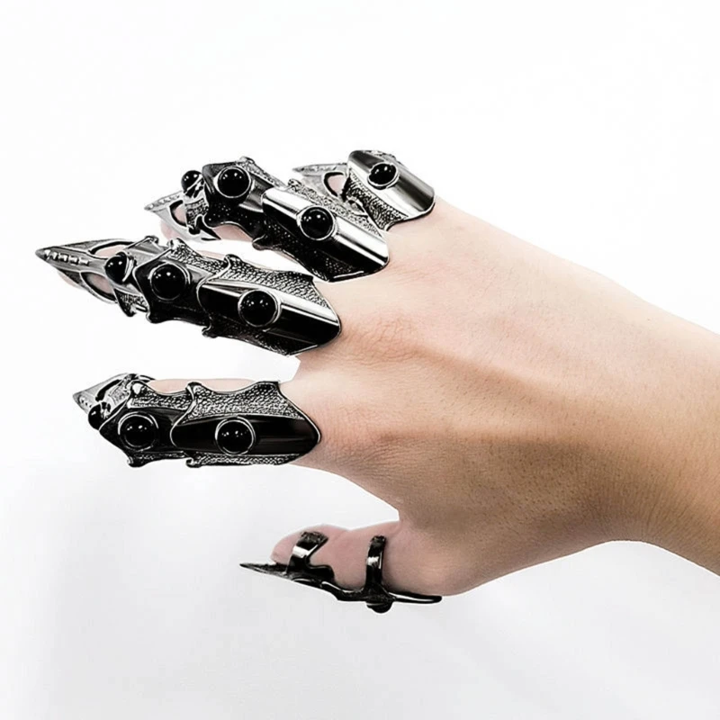 Black-Metal-Finger-Claw-Unique-Skeleton-Full-Finger-Rings-Punk-Rock ...