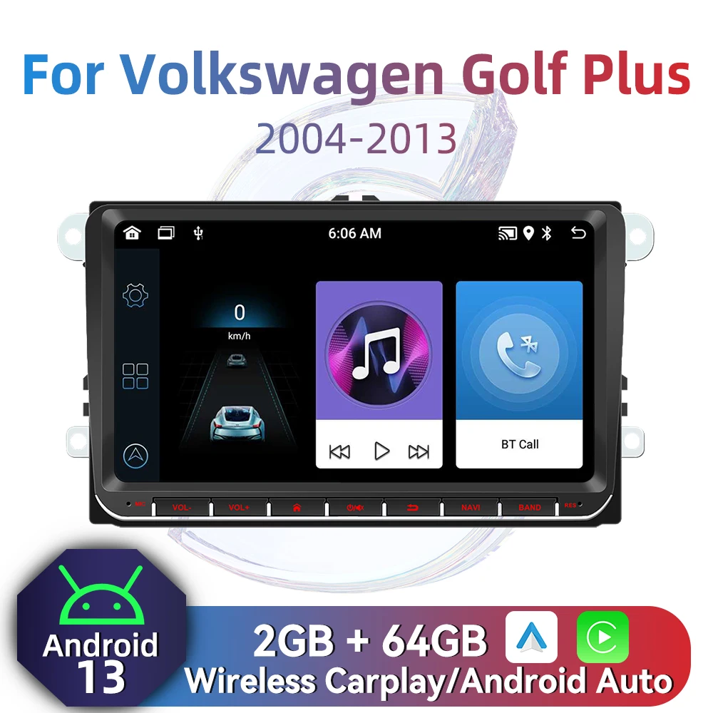 2Din Android Radio Car Multimedia for VW Volkswagen Golf Plus 2004-2013 ...