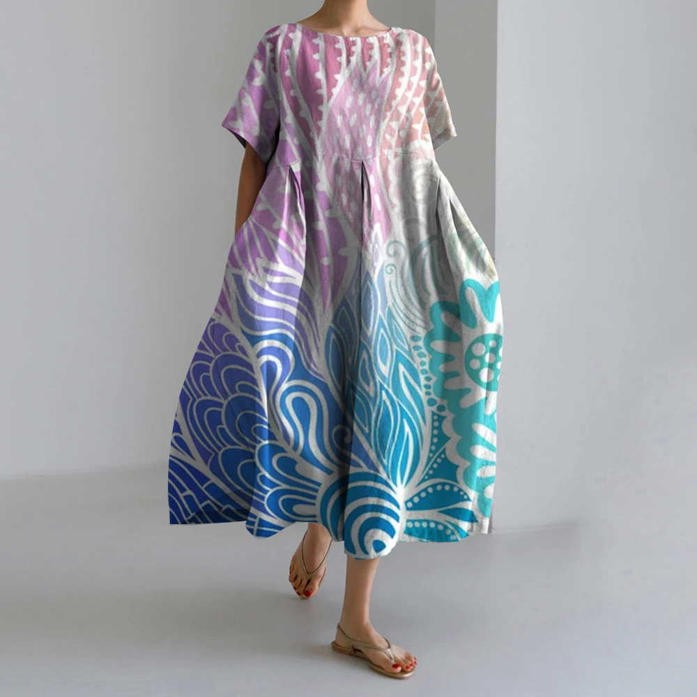 2024-New-Fashion-Temperament-Women-s-Dresses-Texture-Pattern-Printing ...