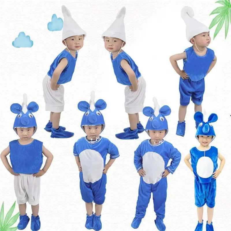 Costume Cartoon Dance Outfit Gargamel Kids Smurfette Blue Role Play ...